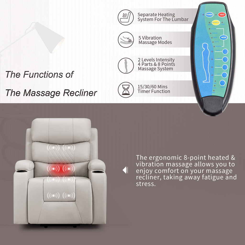 Homrest Power Lift Recliner Chair with Heated Massage, Brown