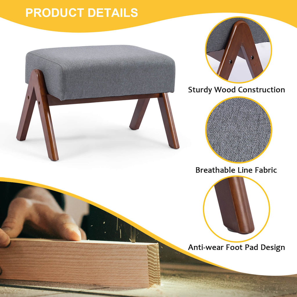 Homrest Fabric Rocking Chair Ottoman Set with Pillow