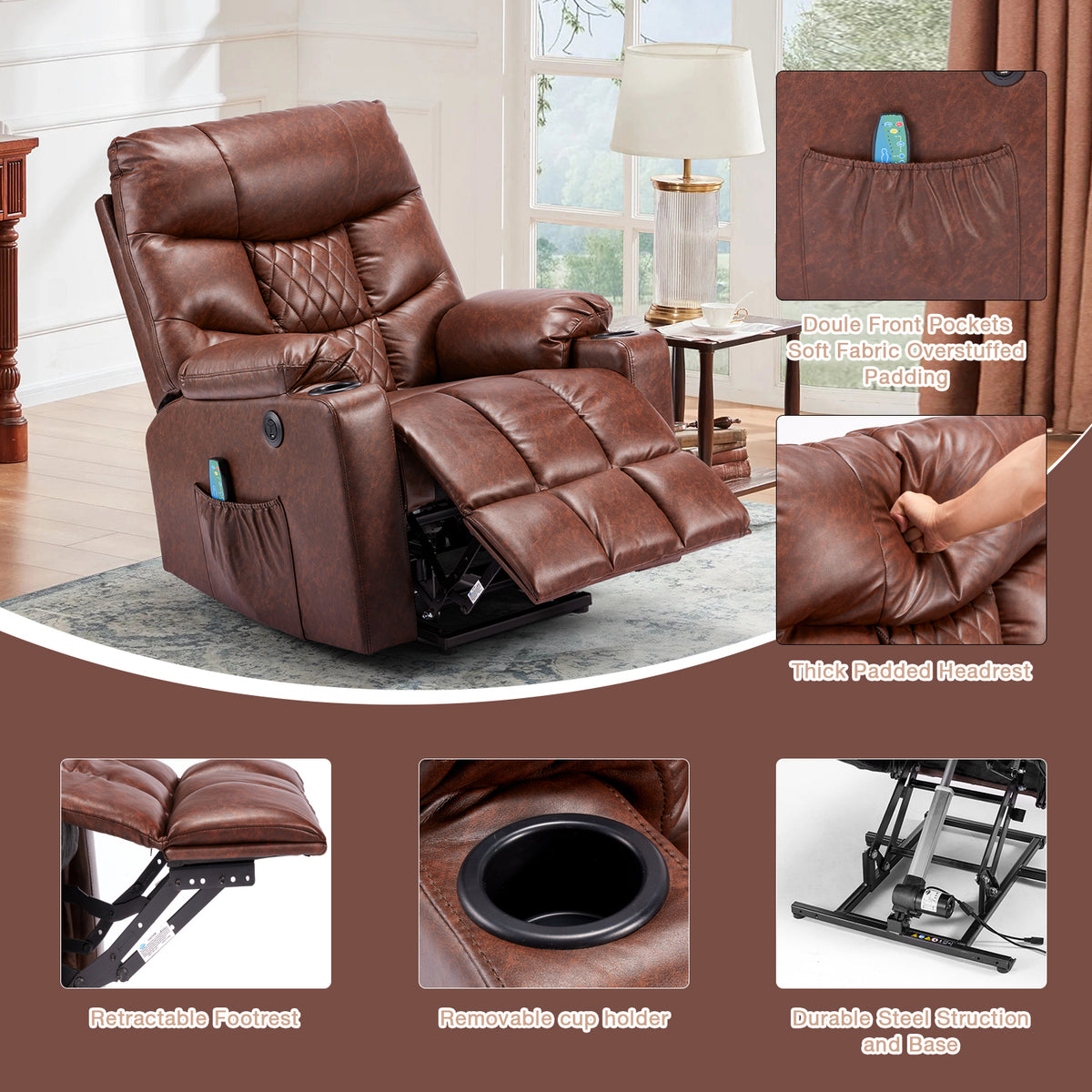 Homrest Electric Power Lift Recliner Chair Sofa with Massage
