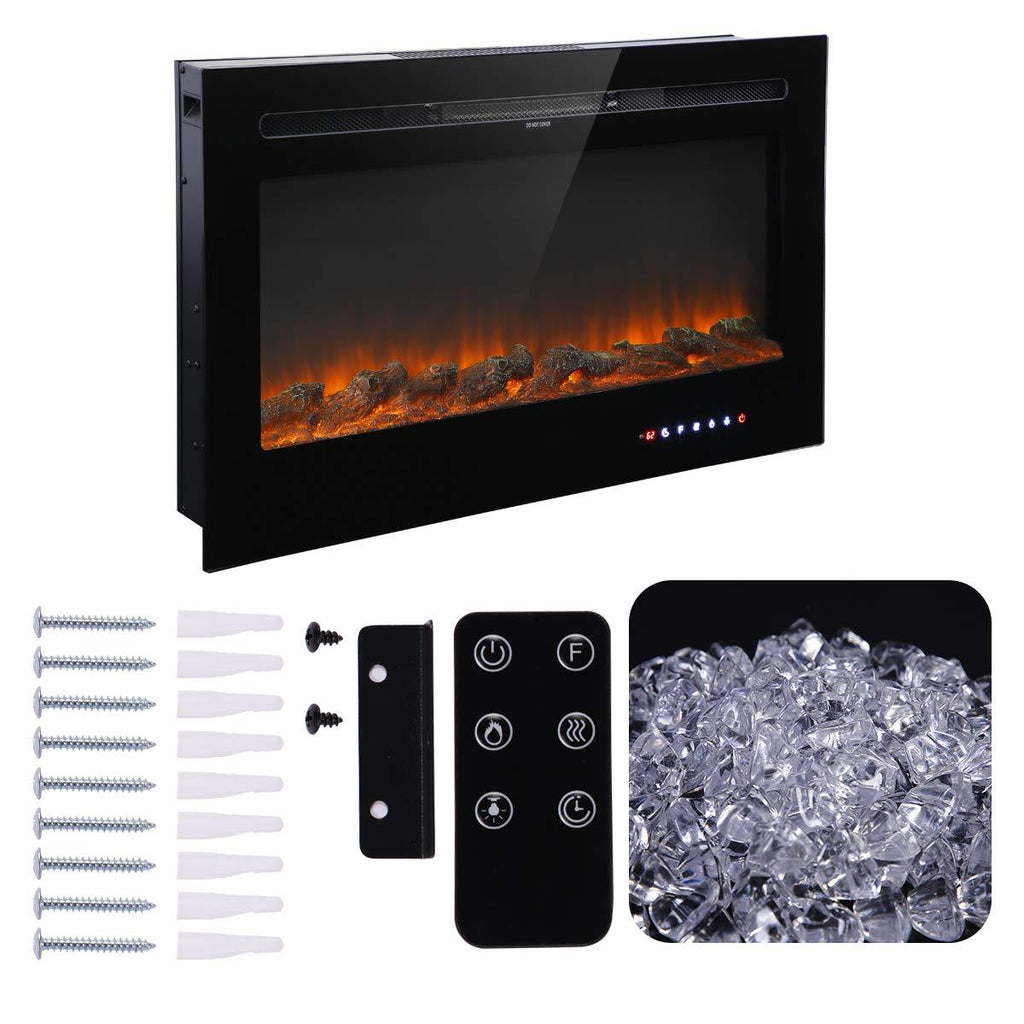 36" Recessed Mounted Electric Fireplace Insert
