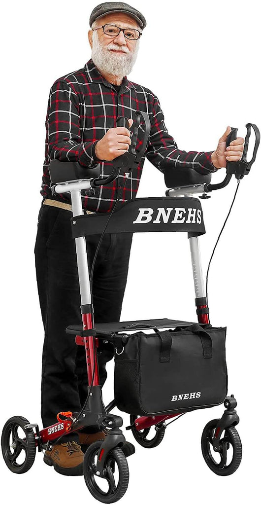 Rollator Walker with Seat Upright Walkers w/ Brake Pads