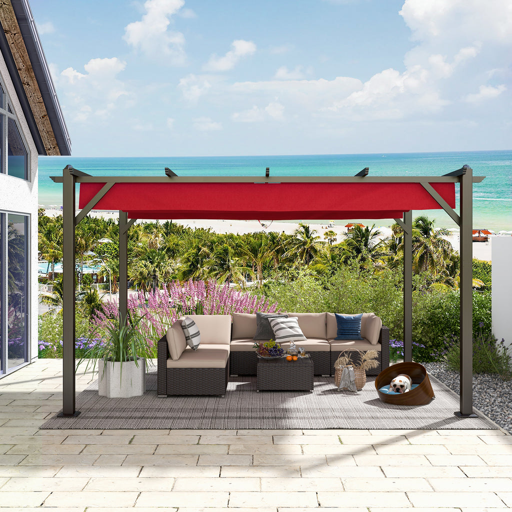 13' X 10' Retractable Pergola, Patio Gazebo Grape Trellis