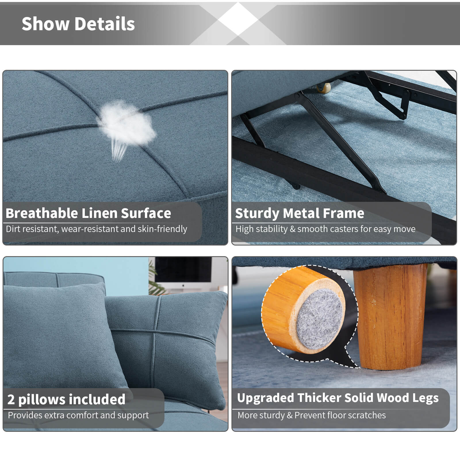 Homrest Sofa Bed 3-in-1 Multi-Functional Convertible Chair