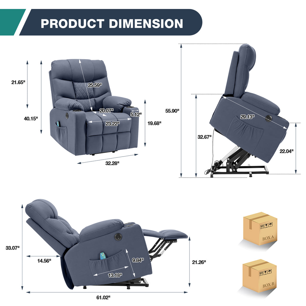 Homrest Electric Power Lift Recliner Chair Sofa with Massage