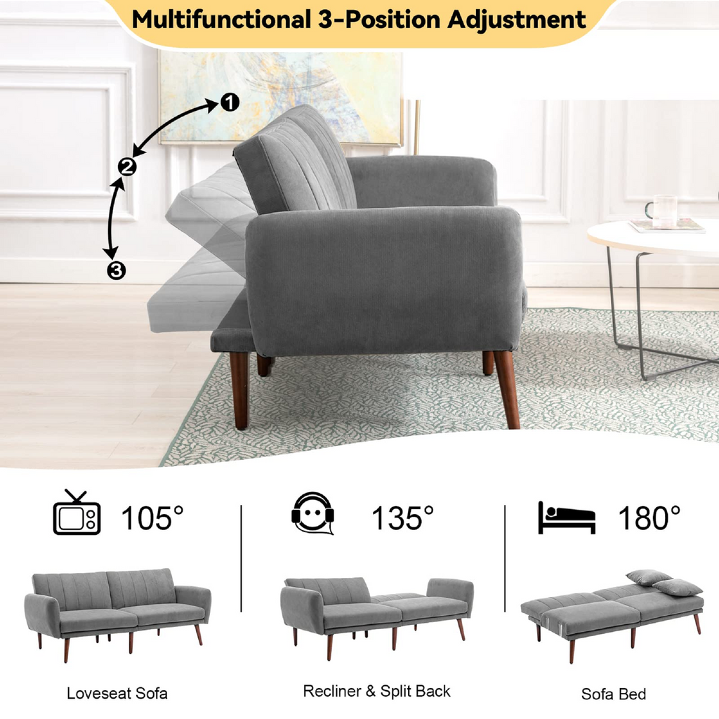 Homrest Convertible Linen Fabric Recliner Sleeper Sofa