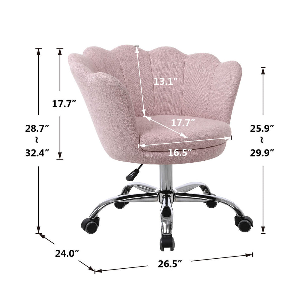 Upholstered Shell Chair Adjustable Swivel Chair, Pink
